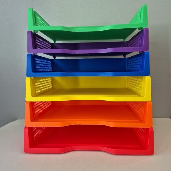 Unbranded | Office | 6 Pack Rainbow Colorful Plastic Stackable Storage ...